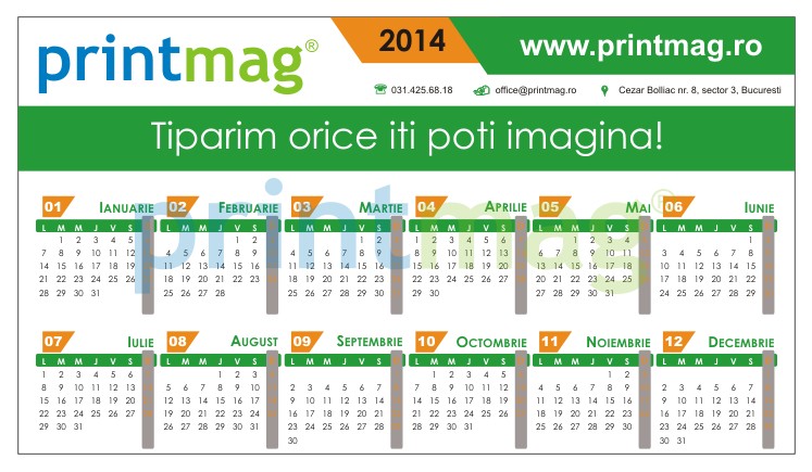 Calendar birou personalizat, simplu | PrintMag